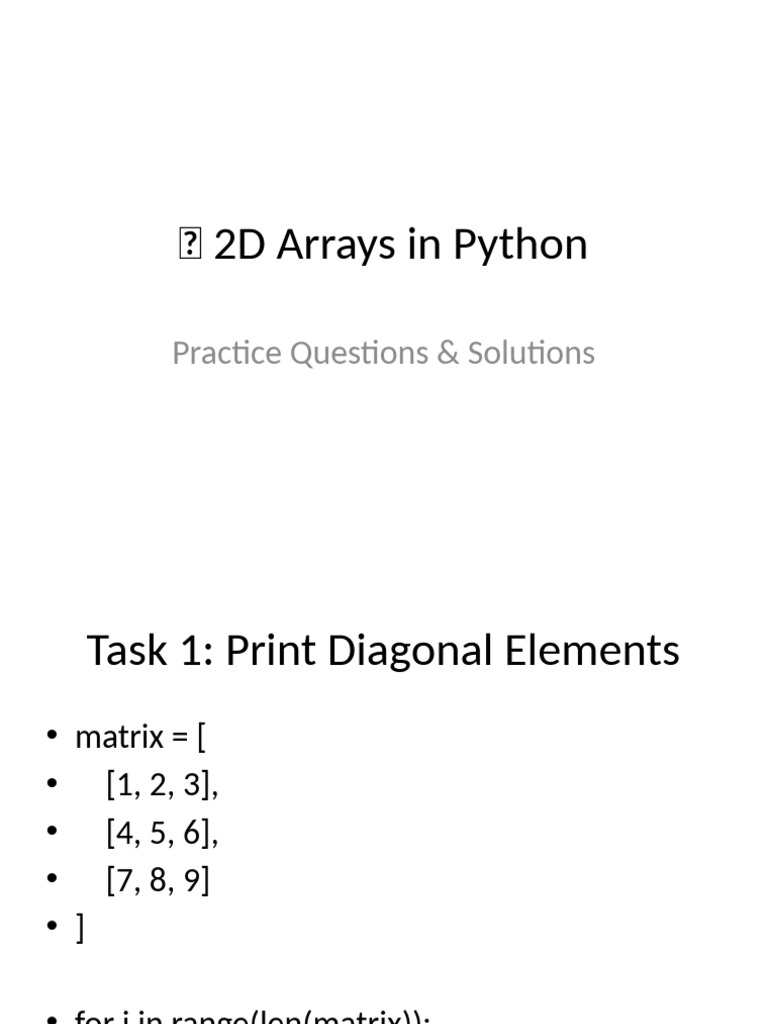 2D Array Practice Solutions | PDF