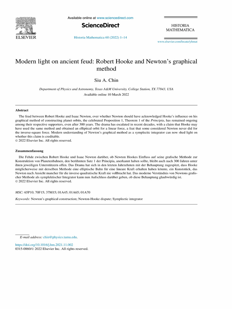 Isaac Newton e Hooke - 3 Ano | PDF