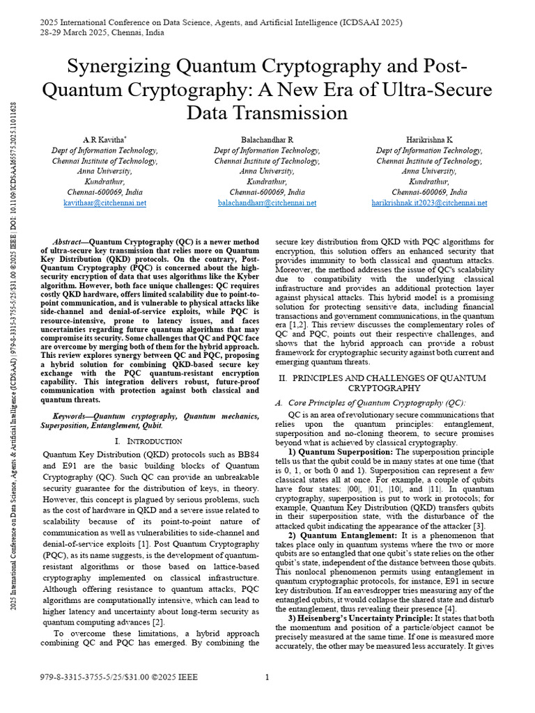 Synergizing Quantum Cryptography and Post-Quantum Cryptography a New ...