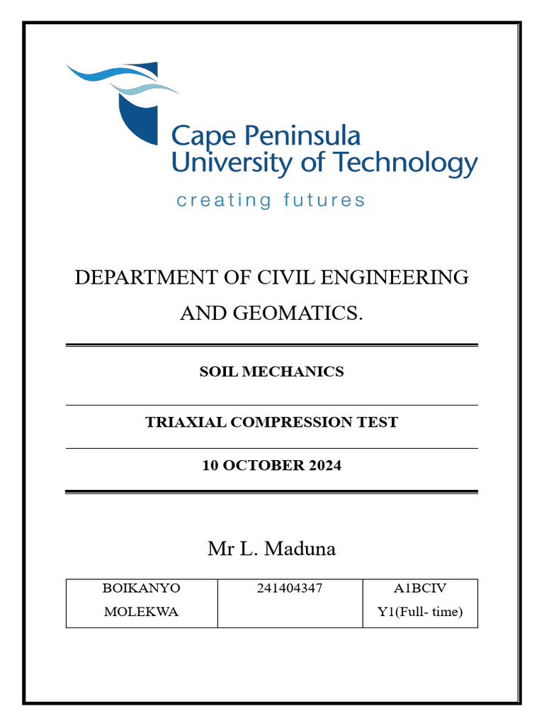 Triaxial Compression Test Report | PDF | Mechanics | Continuum Mechanics