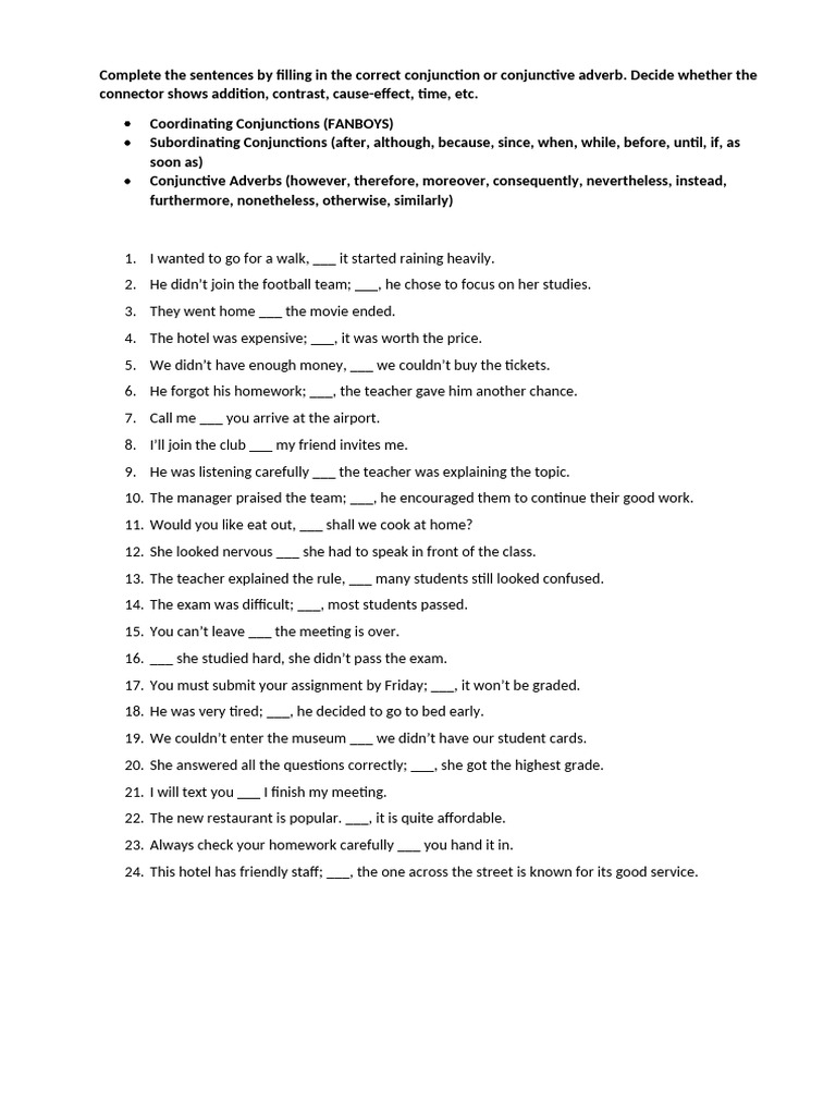 Conjunctions Conjunctive Adverbs | PDF | Chess | Chess Theory