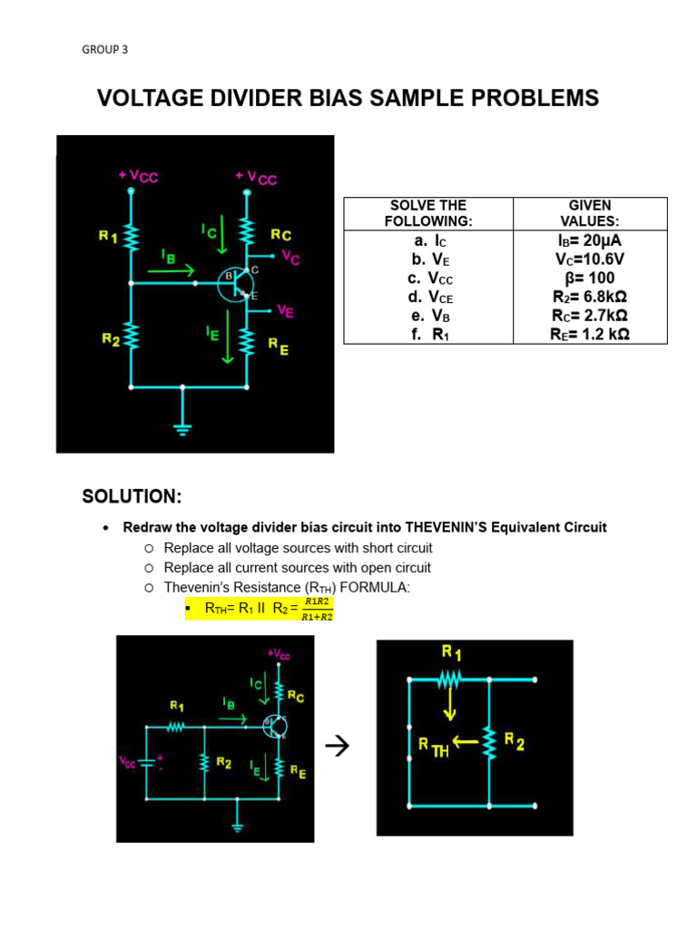 Voltage Divider Bias Calculations | PDF | Analog Circuits | Electronic ...