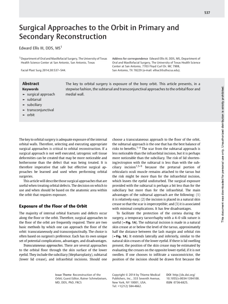 Surgical Approaches To The Orbit in Primary and Secondary ...