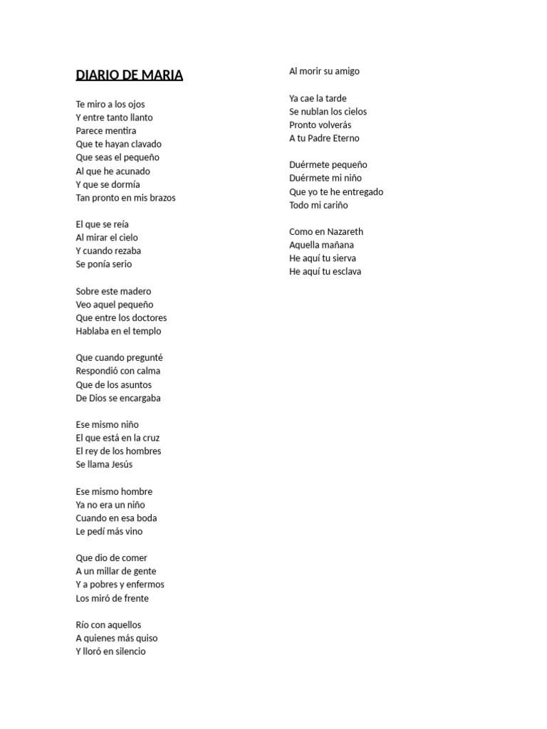 Diario de Maria Letra | PDF