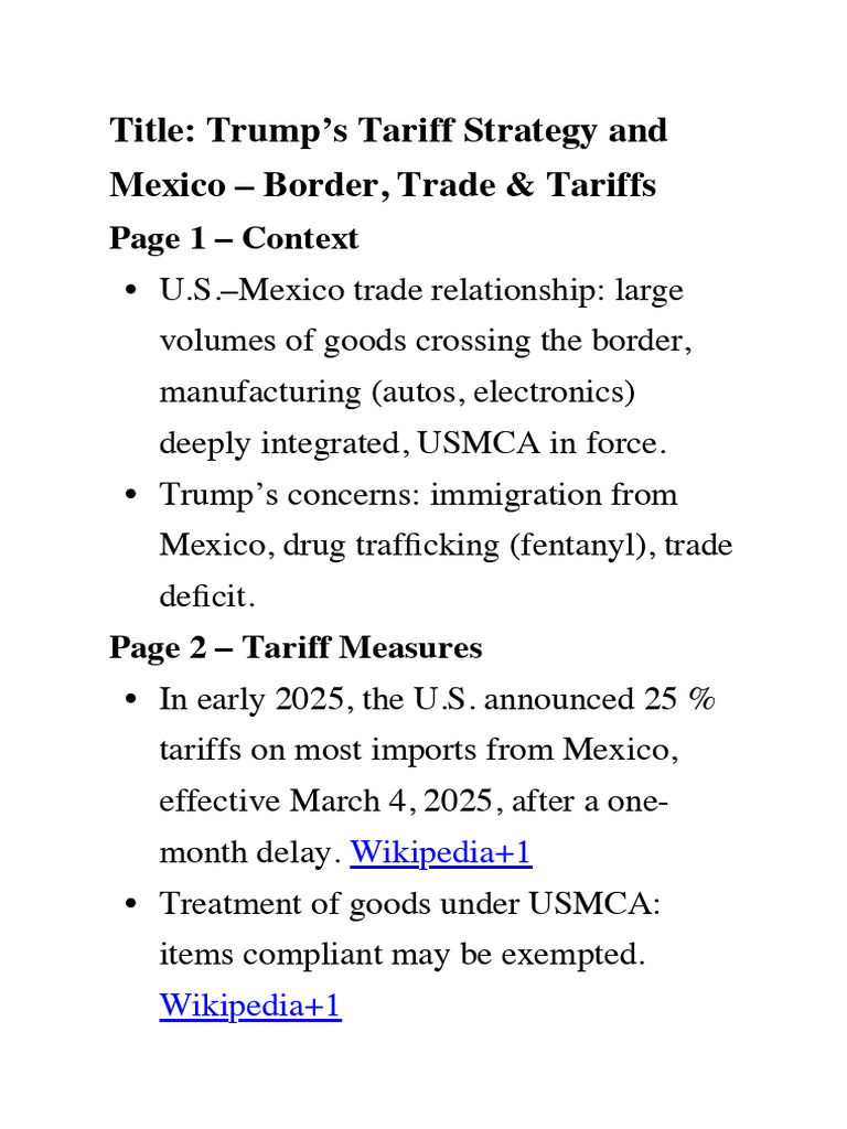 Trump's Tariff Strategy and Mexico - Border, Trade & Tariffs | PDF