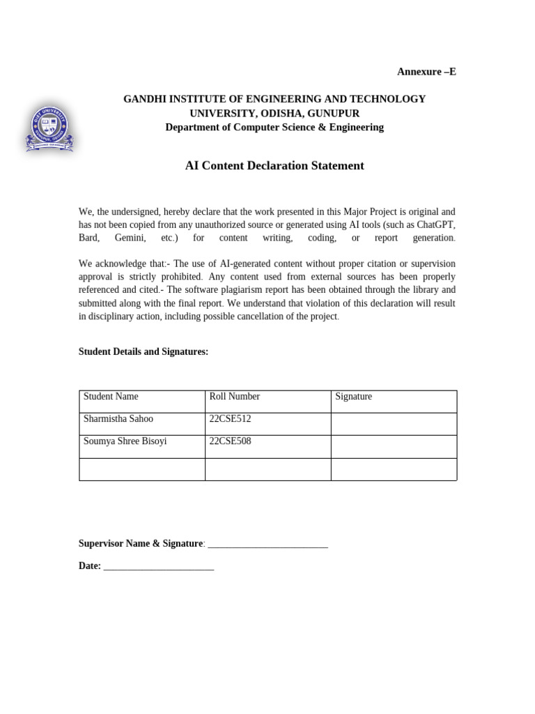 Ai Declaration | PDF