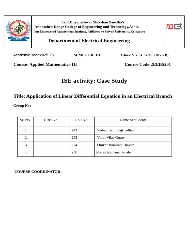 Linear Differential Equations in Electrical Systems | PDF | Equations ...