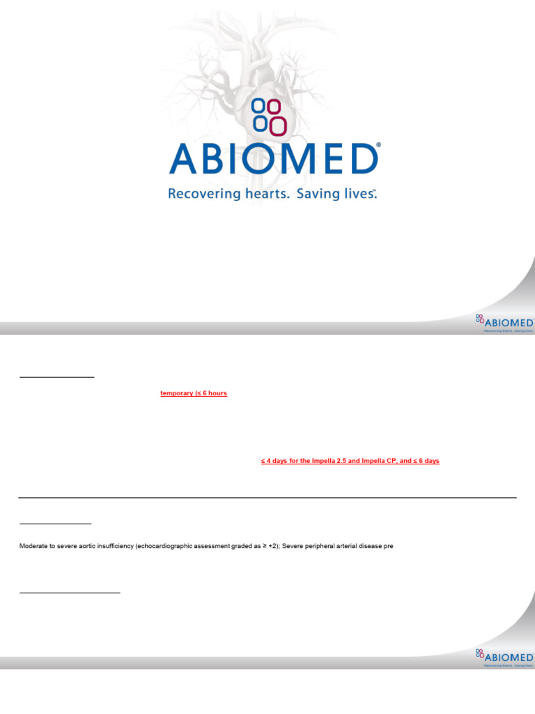 Impella 2.5-CP Module 1 (Overview) | PDF | Percutaneous Coronary Intervention | Circulatory System