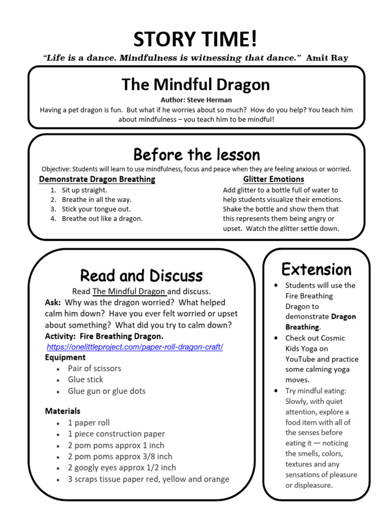 Mindfulness Lessons with The Mindful Dragon | PDF | Psychology ...