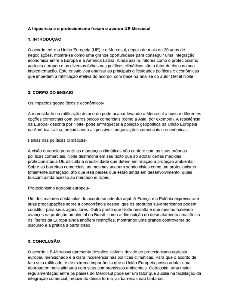 Ensaio- Dulce Beatriz | PDF | Protecionismo | União Europeia