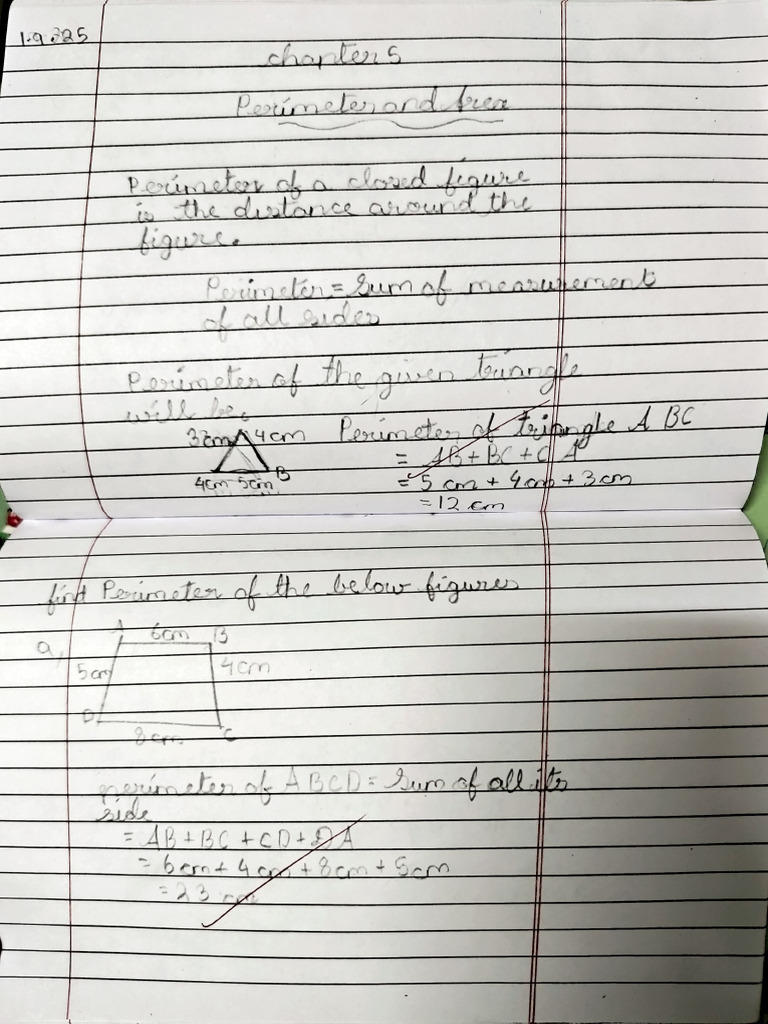 Class 4 - Perimeter and Area | PDF