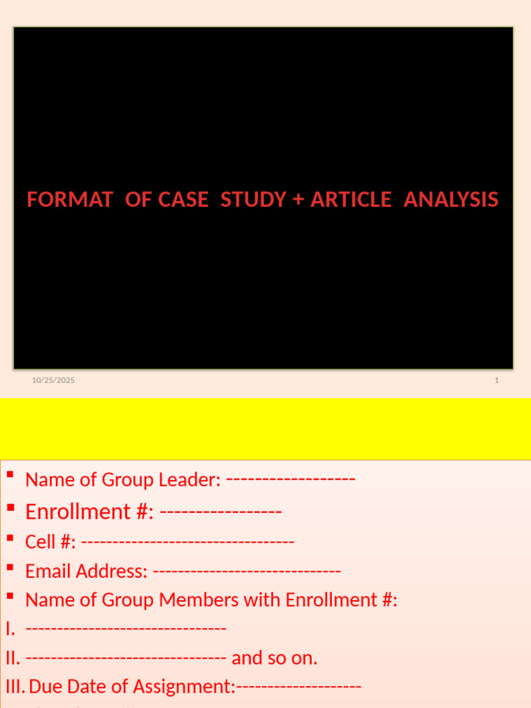 Format of Case Study + Article Analysis. | PDF