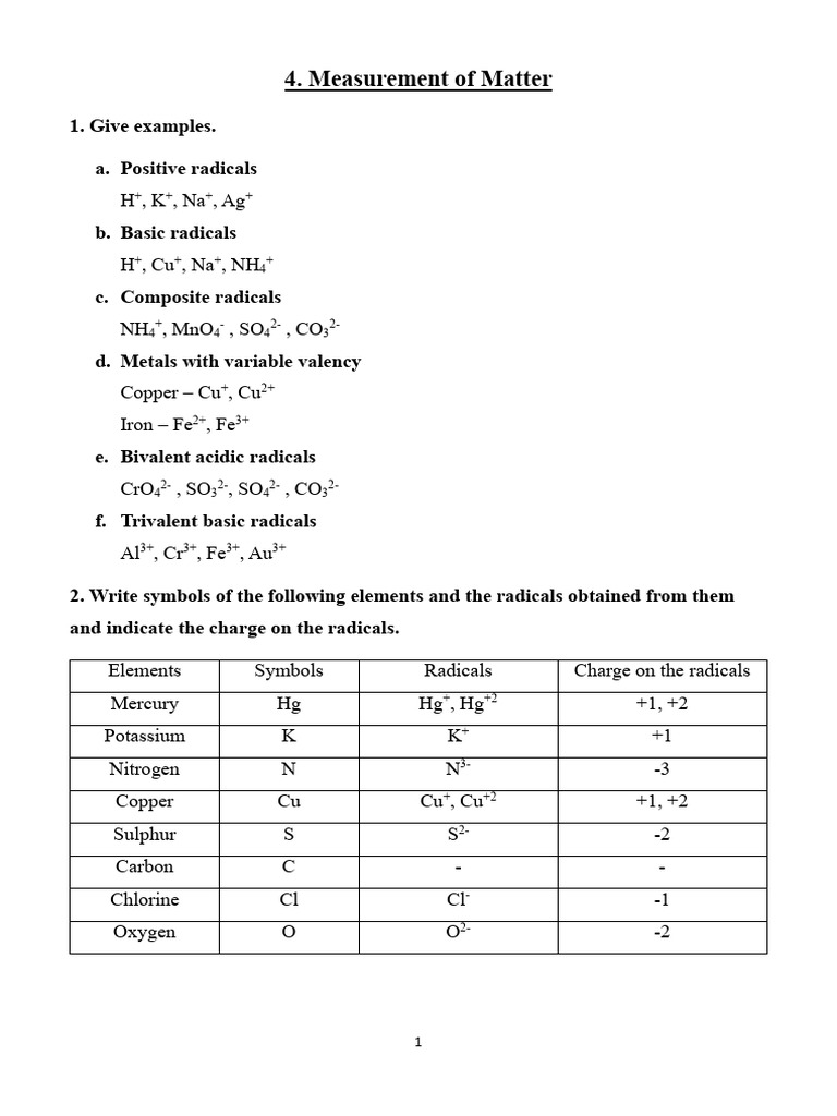 4 Measurement of Matter Notes | PDF | Atoms | Valence (Chemistry)