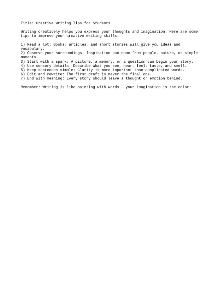 1 Creative Writing Tips | PDF