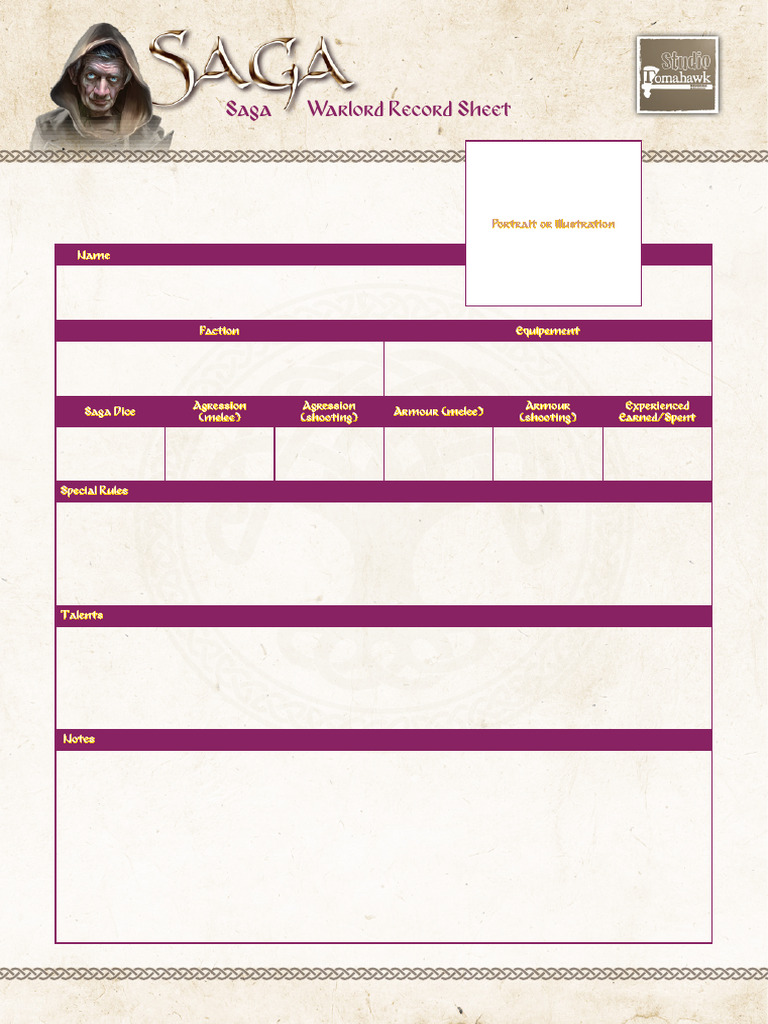 Saga Warlord Sheet UK | PDF