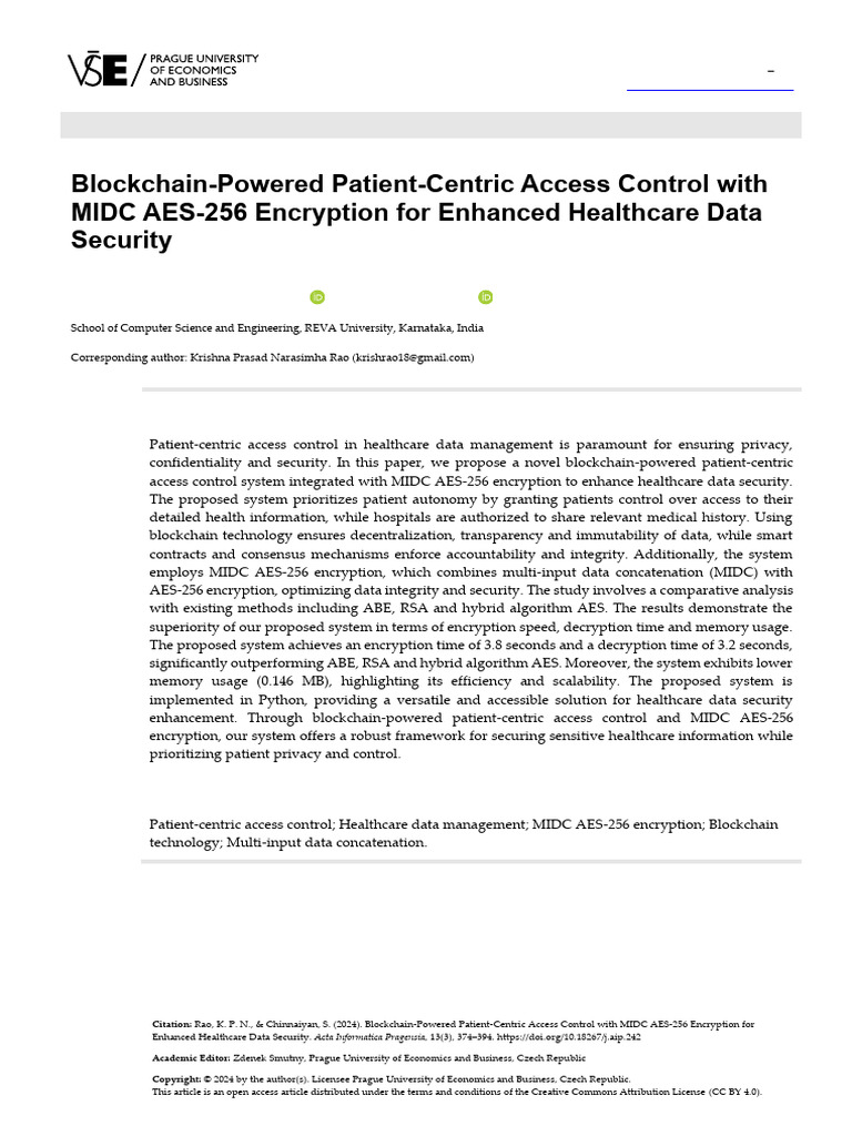 Blockchain Access Control in Healthcare | PDF | Encryption | Electronic Health Record