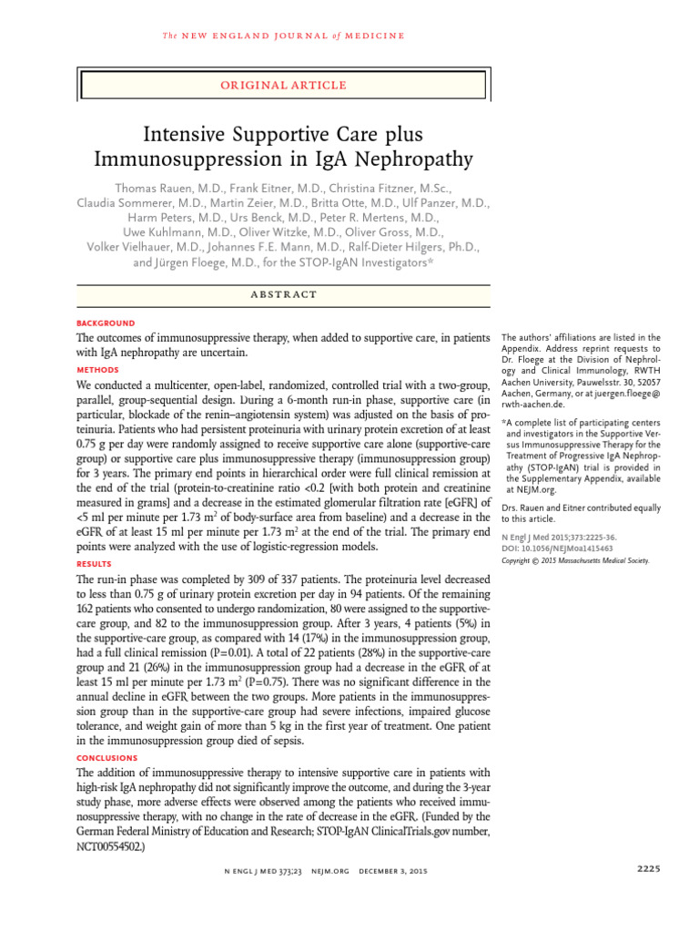 Immunosupresseurs Et v a IgA | PDF | Kidney | Nephrology