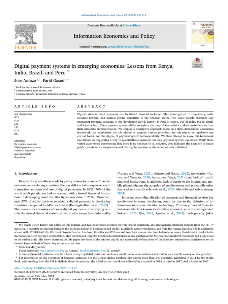 Digital Payment Systems in Emerging Economies - Lessons From Kenya ...