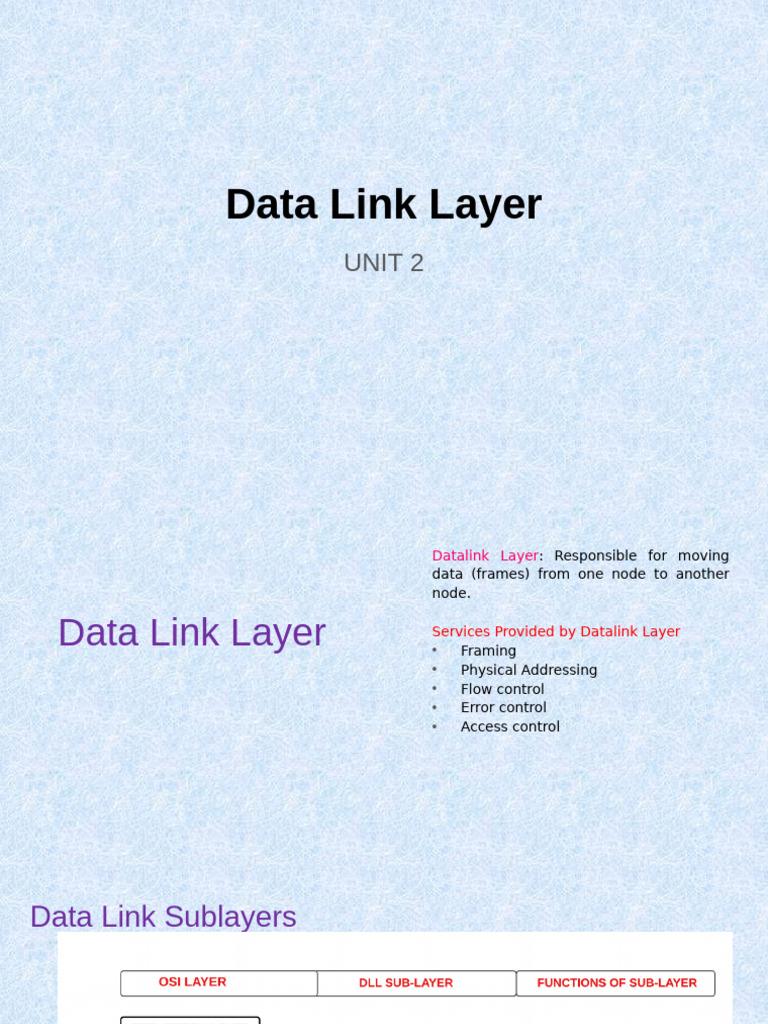 Understanding the Data Link Layer Functions | PDF | Error Detection And ...
