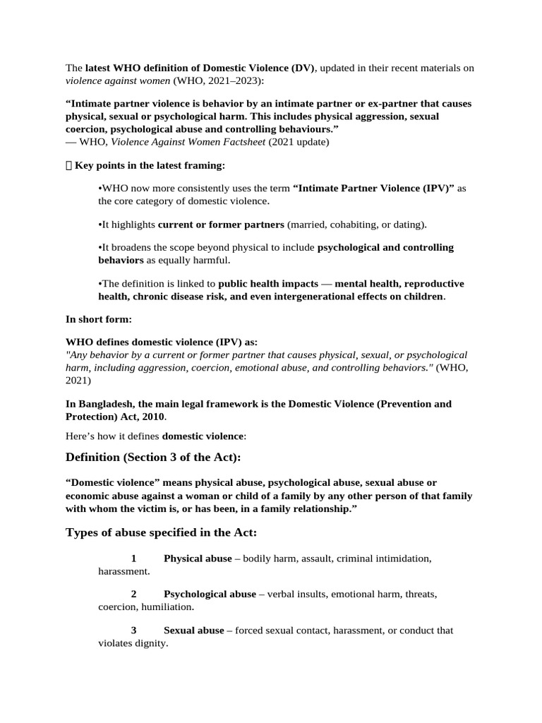 Definition of Domestic Violence | PDF | Domestic Violence | Violence