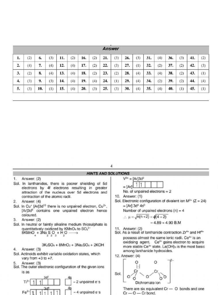 D and F Block Answer | PDF