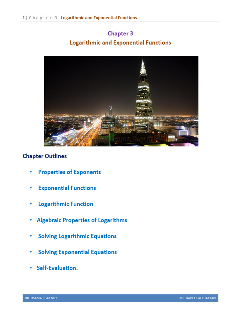Ch3 - Logarithm and Exponential Functions | PDF | Exponentiation | Exponential Function