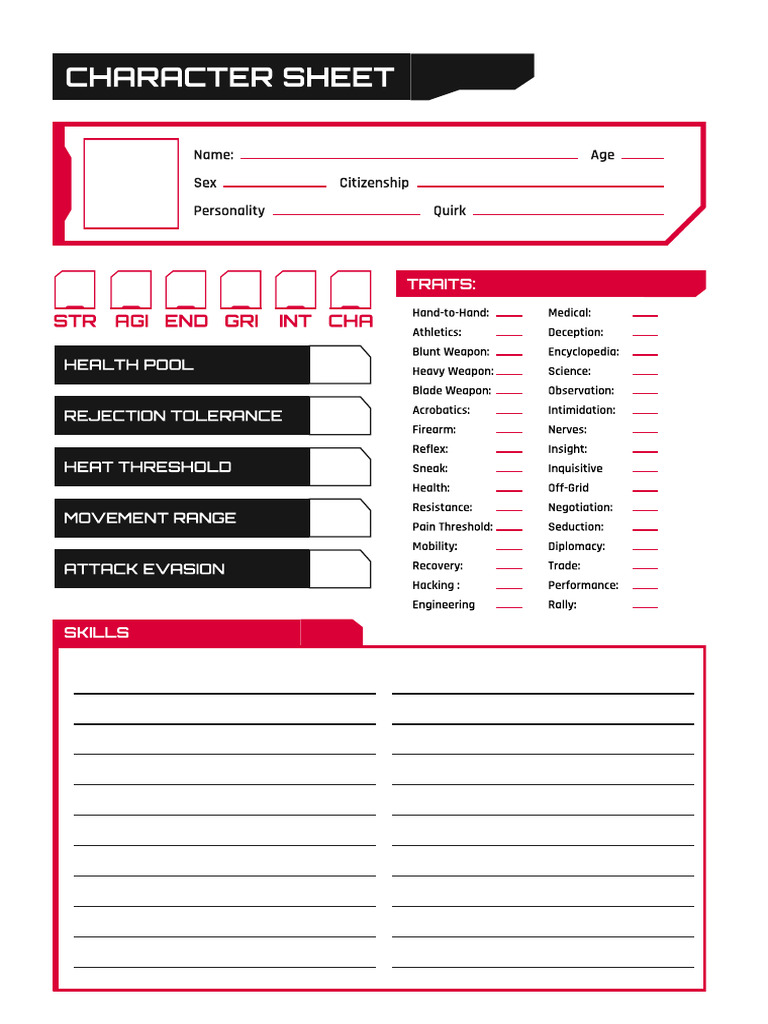 Character Sheet PDF | PDF | Nervous System | Neuroscience