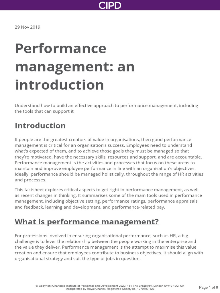 Intro To Performance Management Factsheet | PDF | Performance Appraisal ...