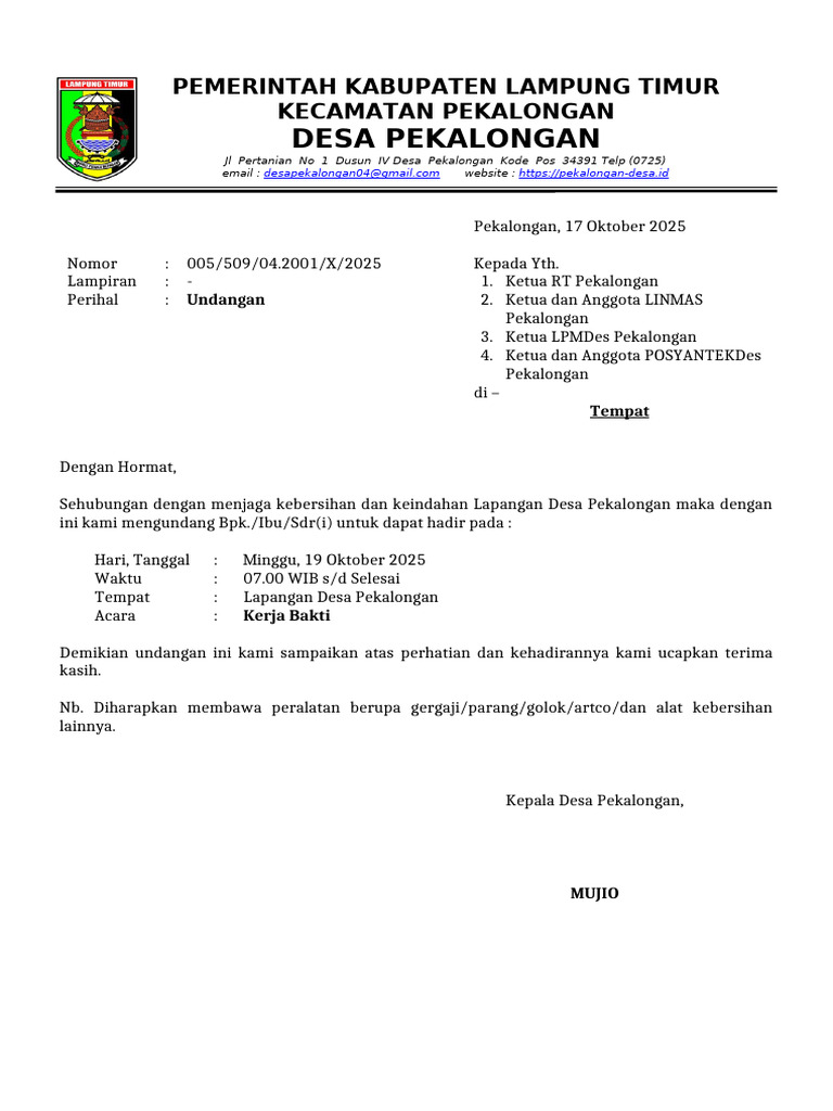Undangan Musdus RKPDes 2026 | PDF
