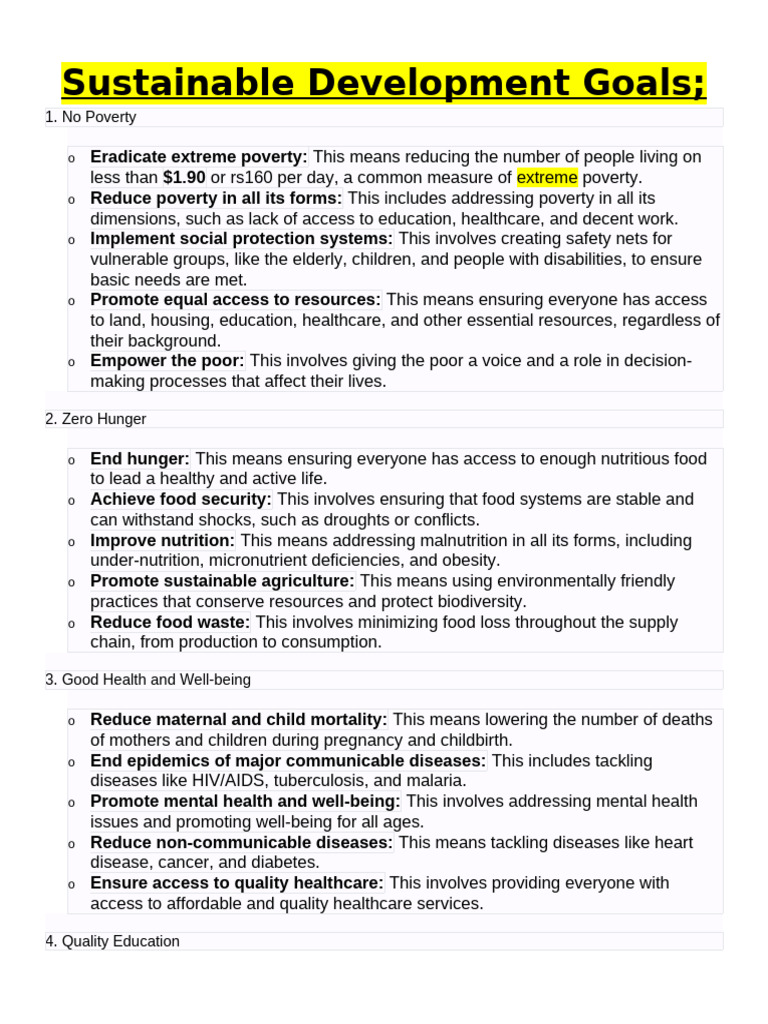 Overview of Sustainable Development Goals | PDF | Climate Change ...