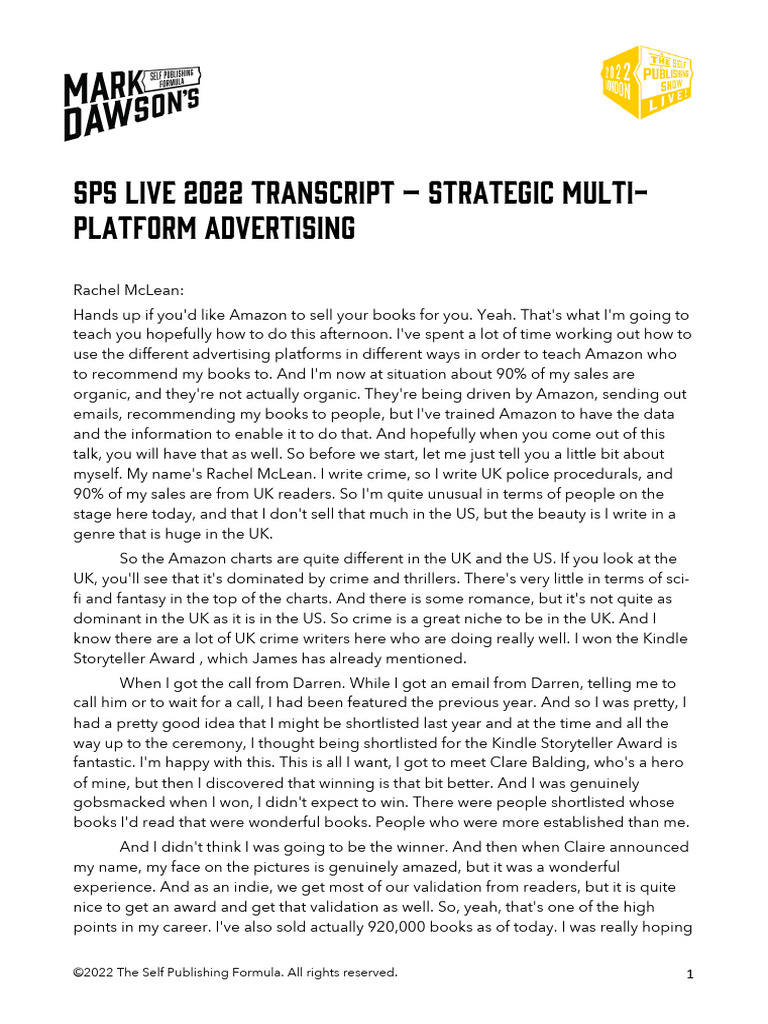 SPS Live 2022 Advertising Transcript | PDF | Facebook | Audiobook