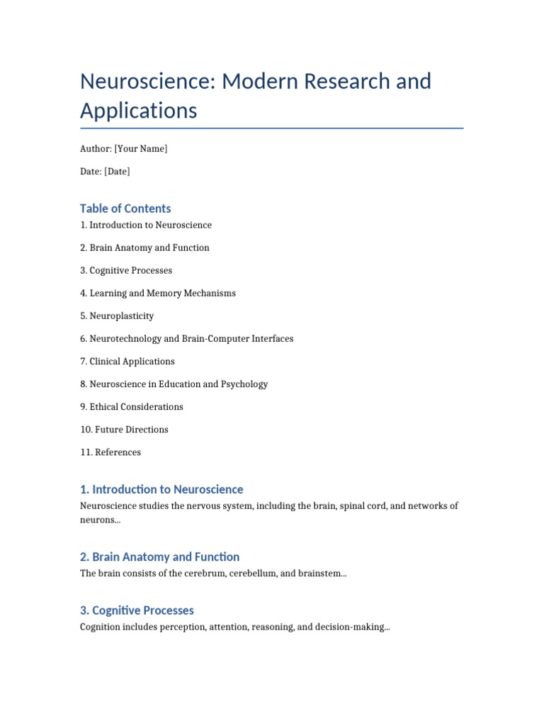 Neuroscience: Research and Applications | PDF