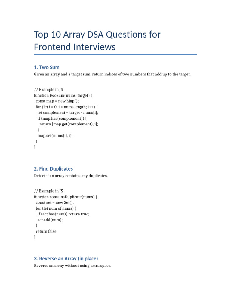 Top 10 Array DSA Questions | PDF | Computer Programming