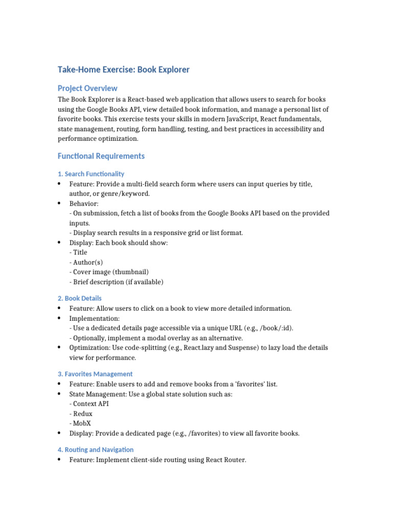 Book Explorer Take Home Exercise | PDF | Computing | Computer Programming