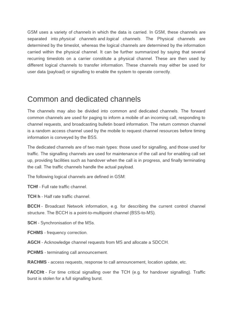 Channels For GSM | PDF | Digital Technology | Telecommunications ...