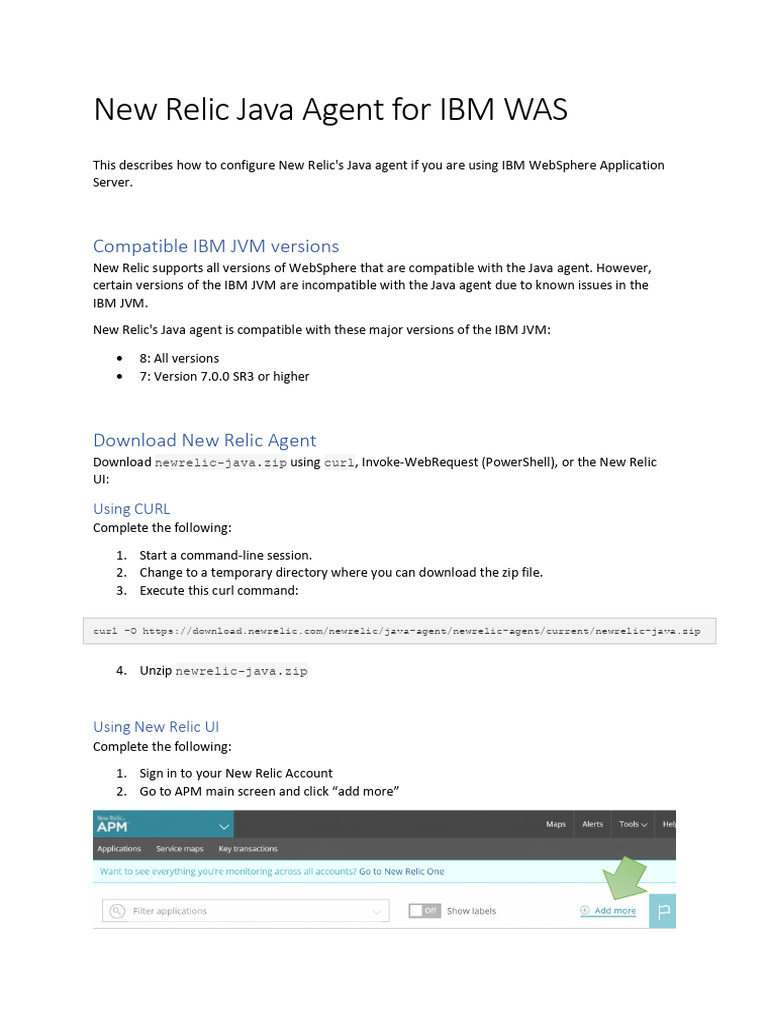 New Relic Java Agent For IBM WAS | PDF | Java (Programming Language) | Directory (Computing)