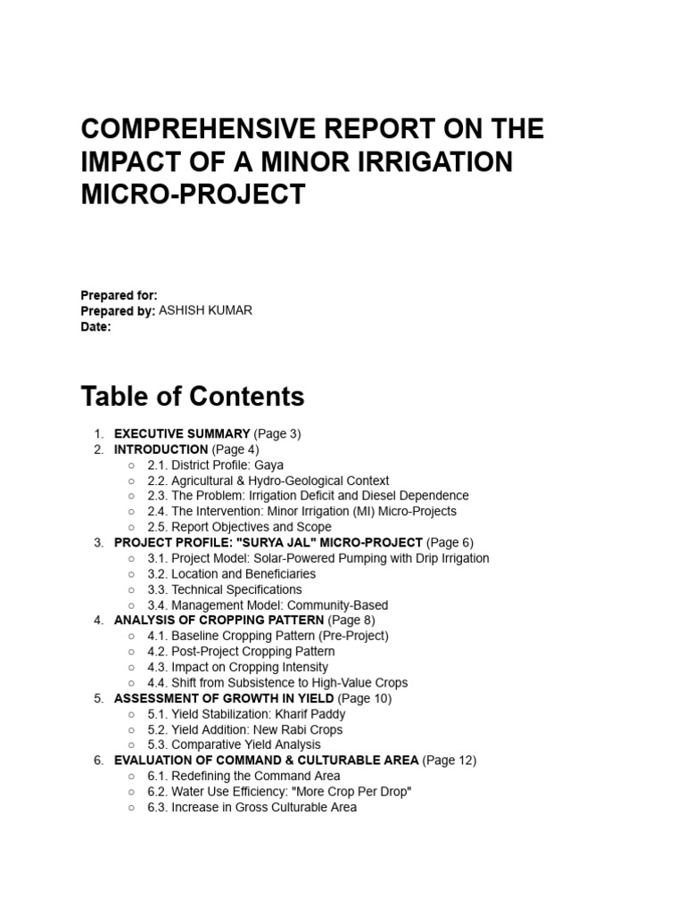 Comprehensive Report On Minor Irrigation Micro-Pro... | PDF ...