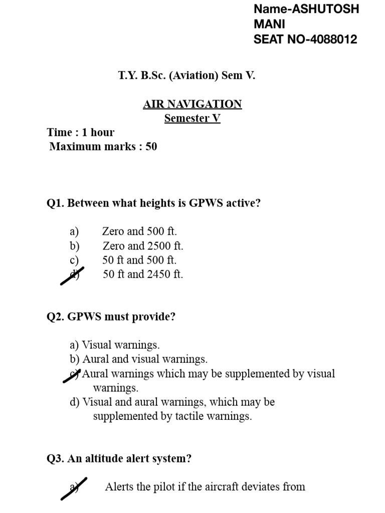 Questions - Air Navigation - Semester V | PDF | Global Positioning ...