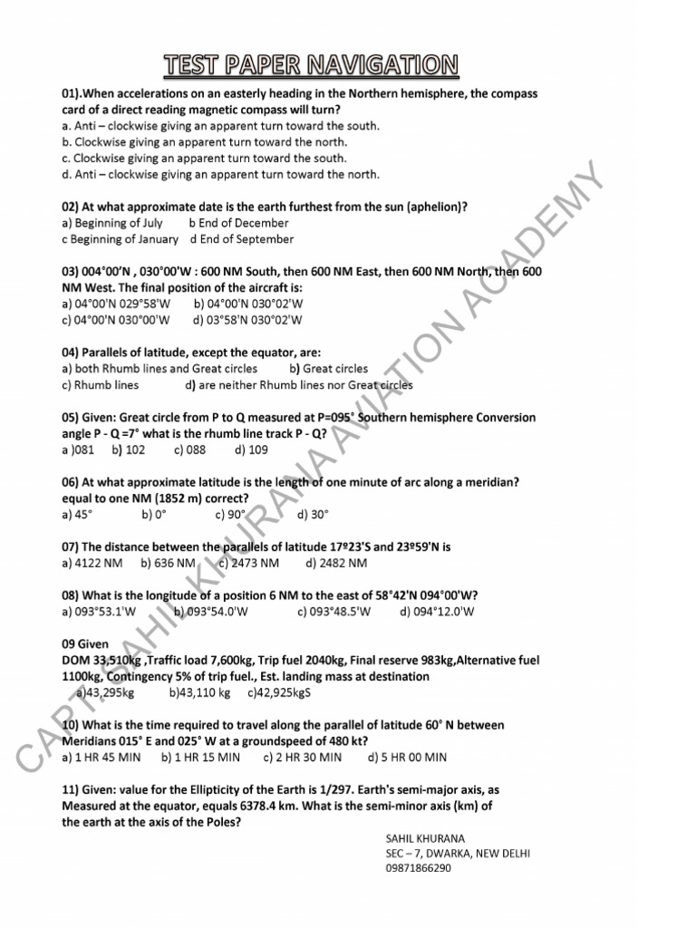 Test Paper Nav 4 | PDF