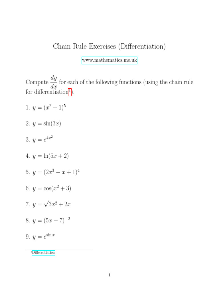 Chain Rule Differentiation Exercises | PDF | Chess Theory | Chess