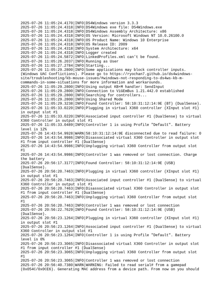 Ds4windows Log 20250727.0 | PDF | Xbox 360 | Ibm Pc Compatibles