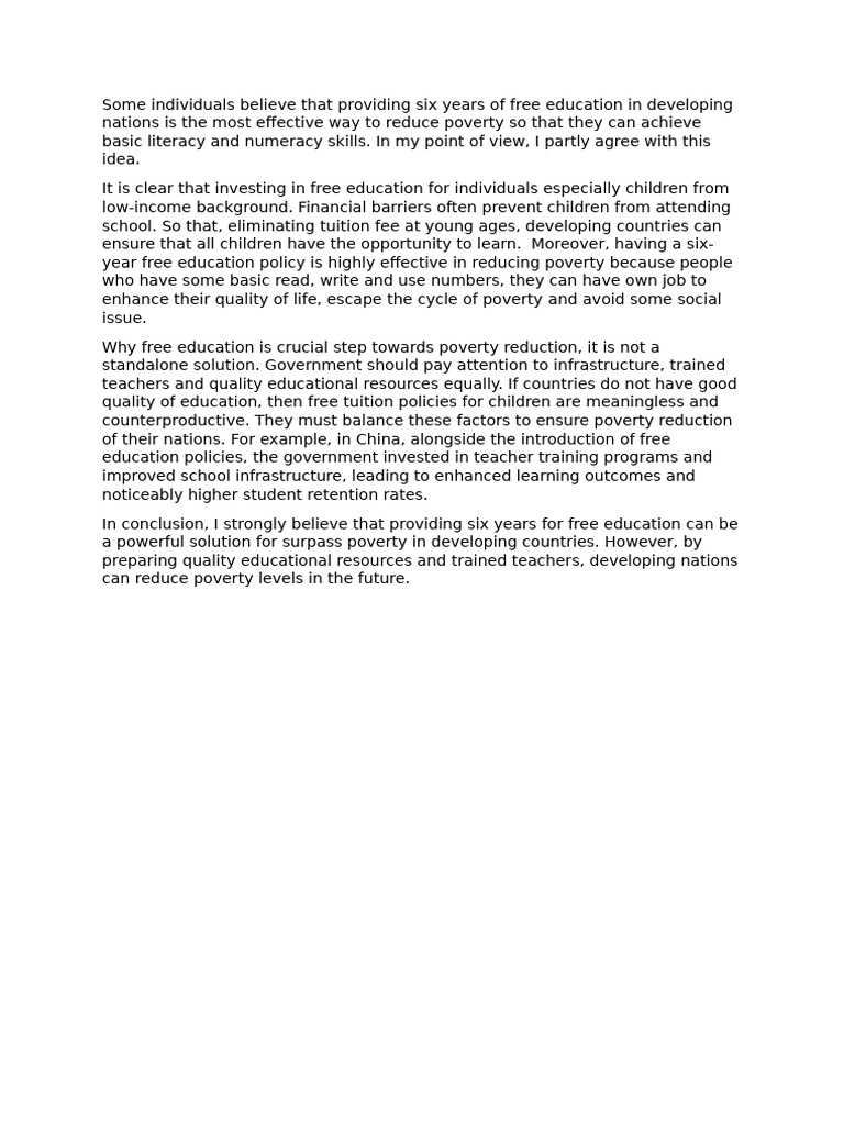 Free Education's Role in Poverty Reduction | PDF