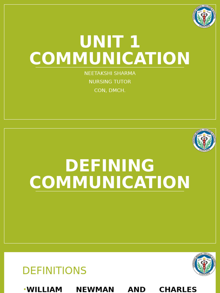 Communication: Definitions and Classifications | PDF | Communication ...