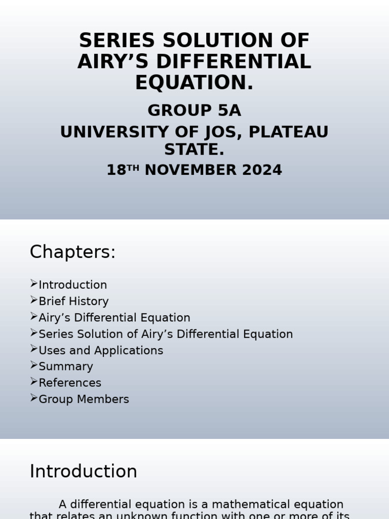 Serie's Solution of Airy's Doferential Equation | PDF | Physics ...