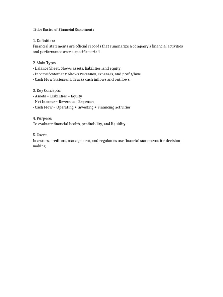 Understanding Financial Statements Basics | PDF