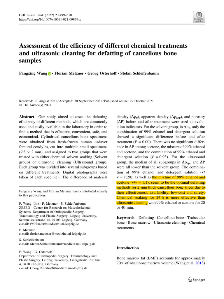 Assessment of The Efficiency of Different Chemical Treatments and ...