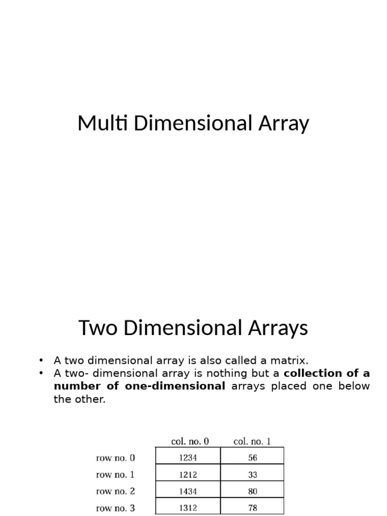 16-Multi Dimensional Array | PDF | Integer (Computer Science) | Pointer (Computer Programming)