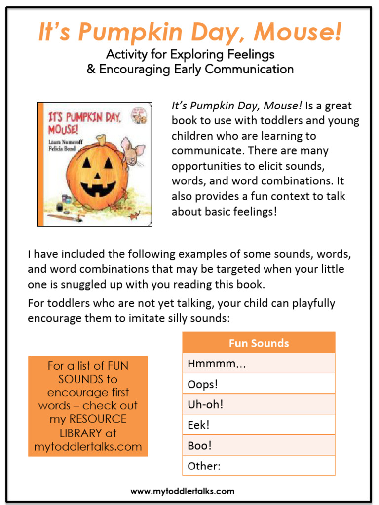 It's Pumpkin Day Mouse My Toddler Talks | PDF | Learning | Behavioural ...