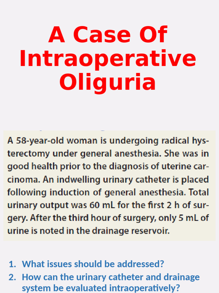 A Case of Intraoperative Oliguria | PDF