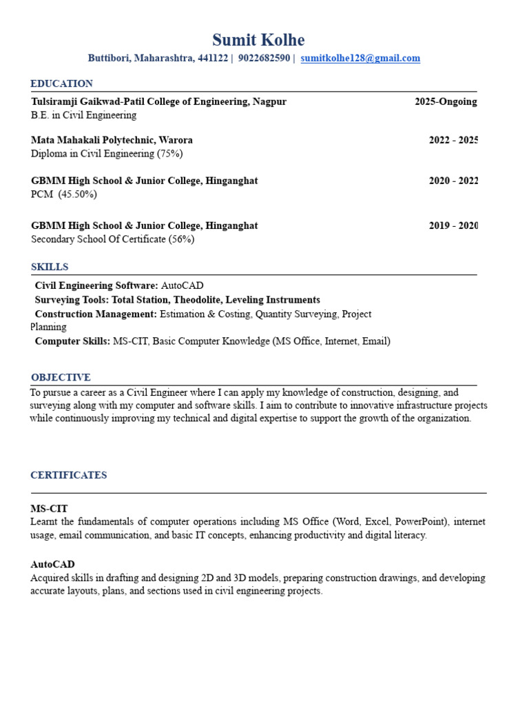 Sumit Kolhe Resume | PDF
